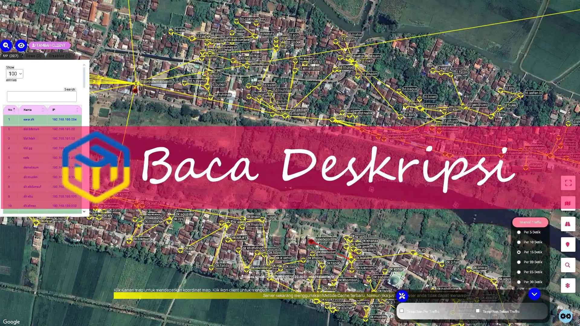 Pantau Klien Mikrotik Lebih Mudah: Tampil di Google Map, Notifikasi ON/OFF, Tambah ODP, dan AI ...